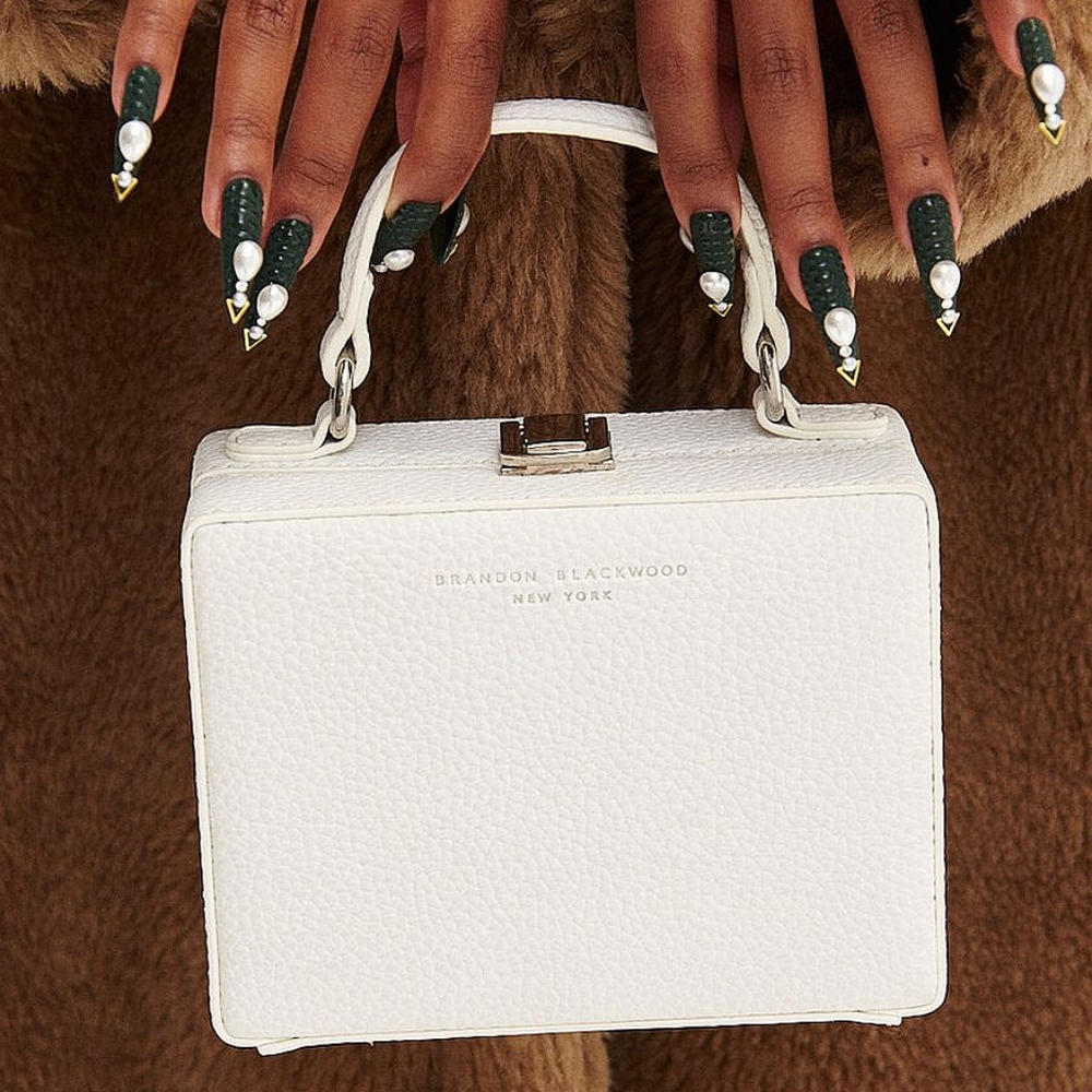 Brandon Blackwood Mini Trunk Purse White - Gem